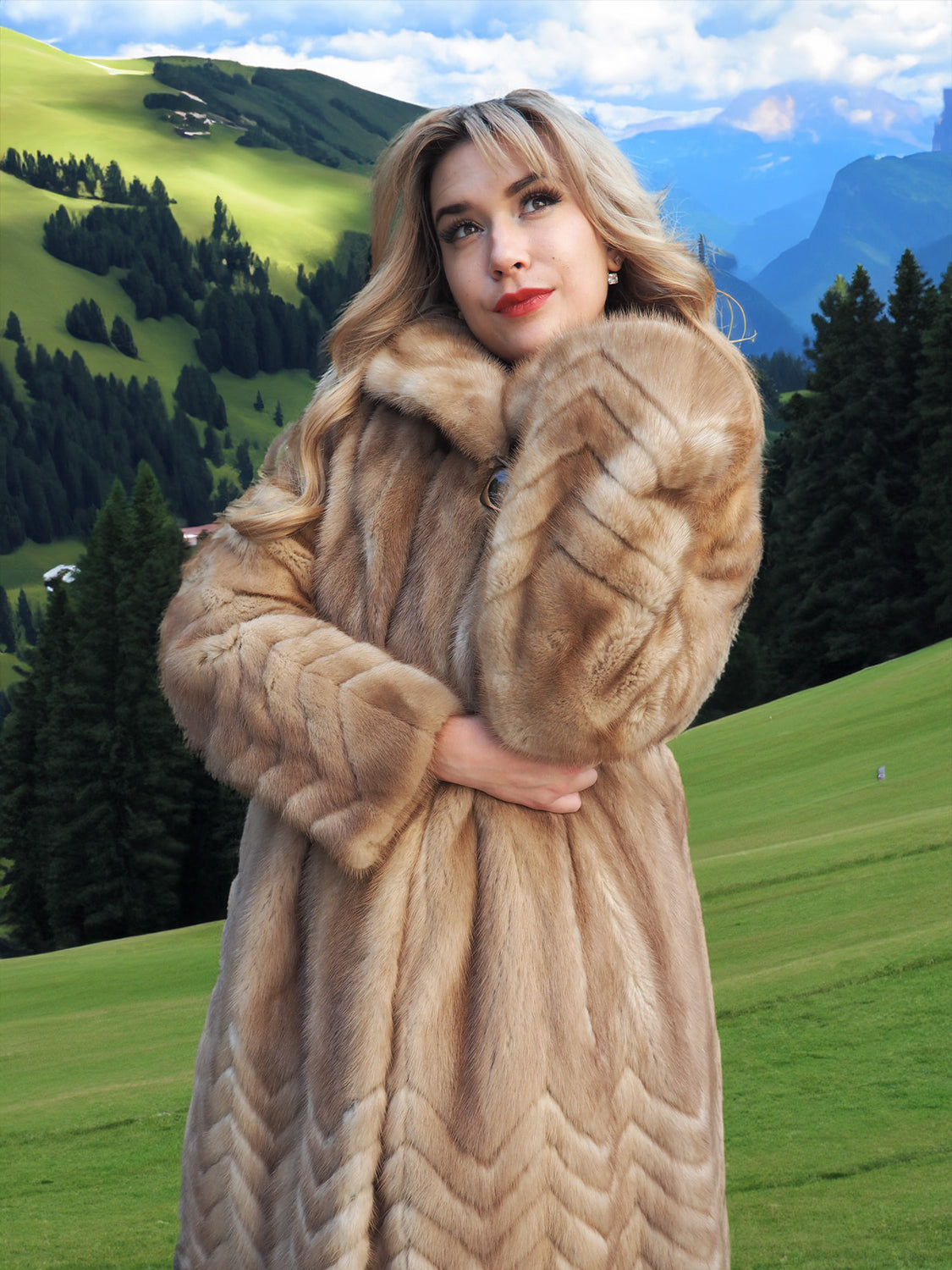Stunning Pastel Canadian Mink Fur Coat - 50" Long M– Purple Shoshana Furs