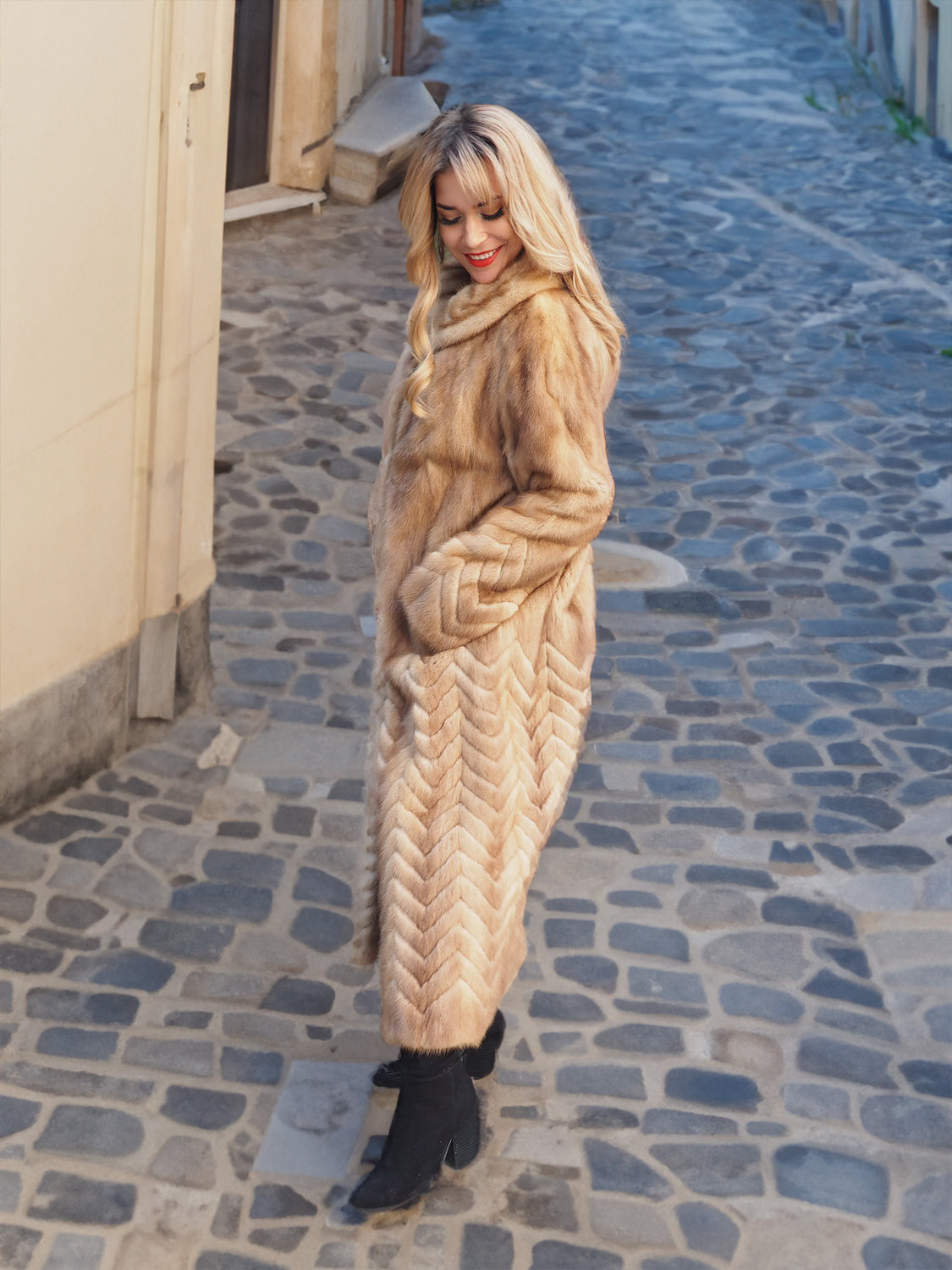 Stunning Pastel Canadian Mink Fur Coat - 50" Long M– Purple Shoshana Furs