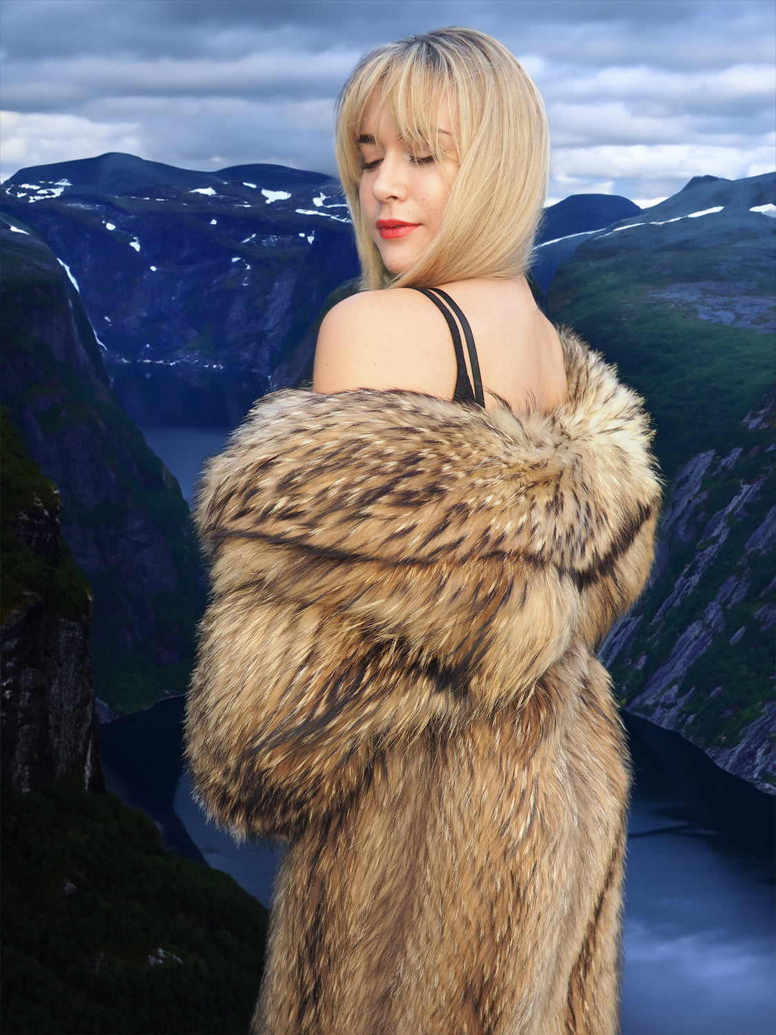 Finnish Raccoon Fur Coat - Size S– Purple Shoshana Furs