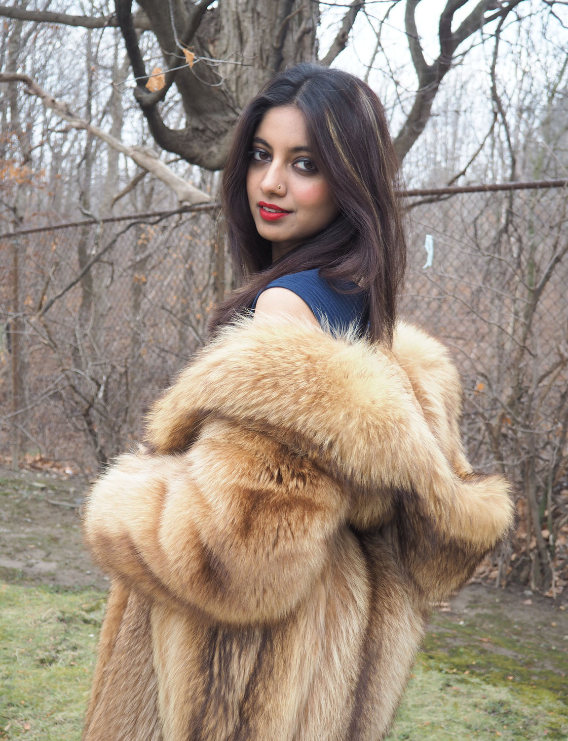 Brand New Tanuki Raccoon Unisex Fur Coat Coats S– Purple Shoshana Furs